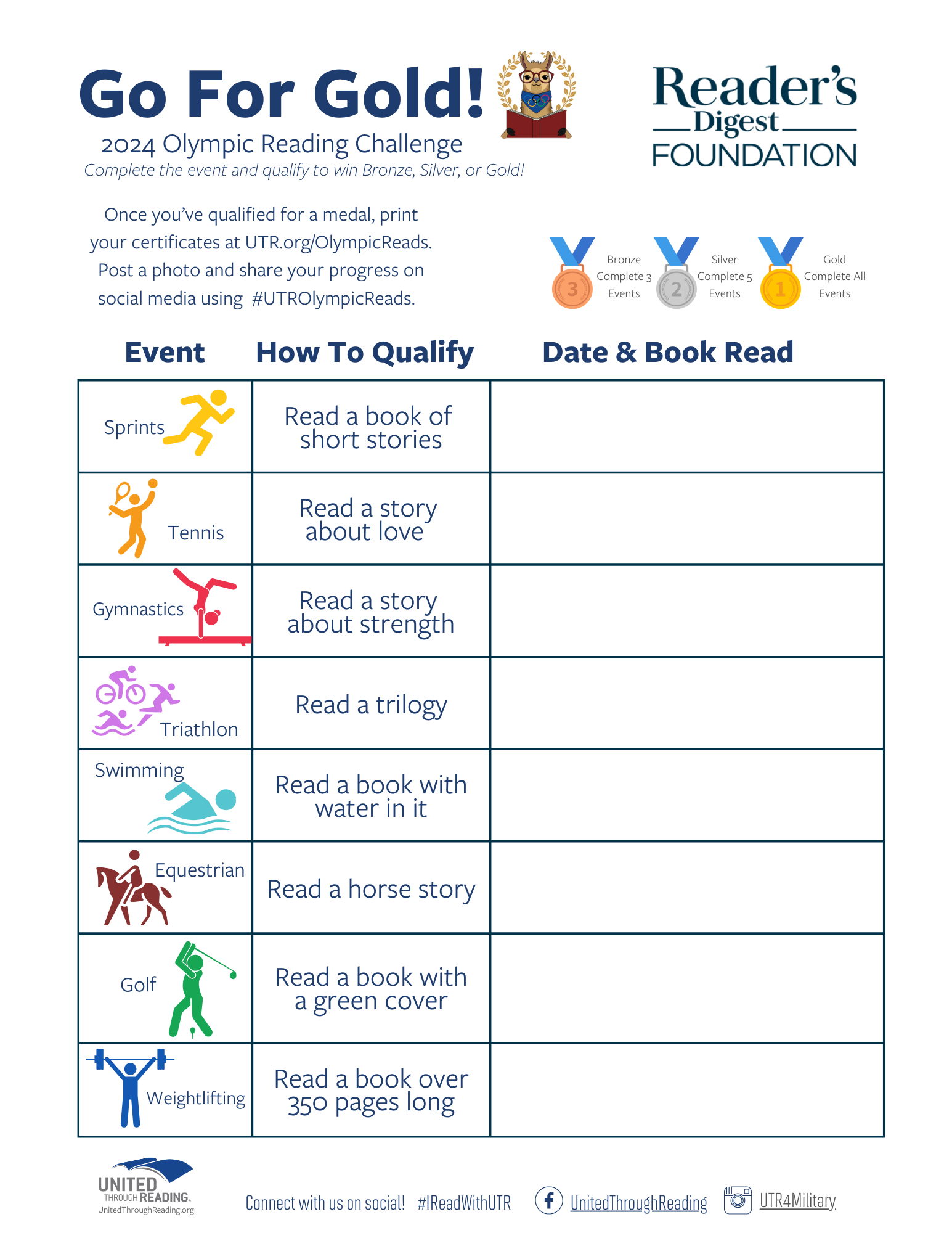 Summer Olympics Reading Challenge - United Through Reading
